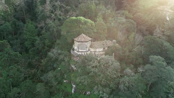 Aerial View of Ancient Buildings in Forest Bussaco, Stock Footage ...