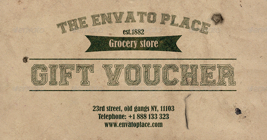 Grocery retro style gift voucher, Print Templates | GraphicRiver