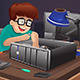 Geek Repairing a Computer, Vectors | GraphicRiver