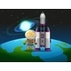 Explorer Beside Rocket, Vectors | GraphicRiver