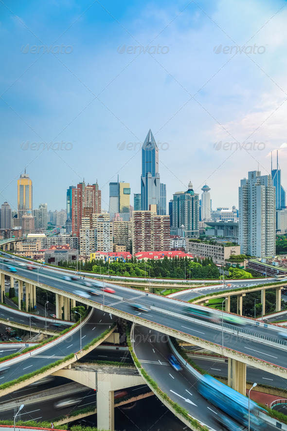 elevated road with modern city Stock Photo by chuyu2014 | PhotoDune