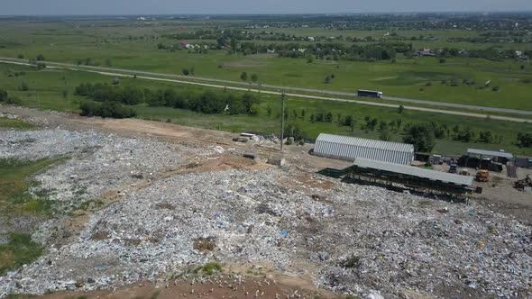 Aerial View of City Garbage Dump. Gypsy Family with Children Separates ...