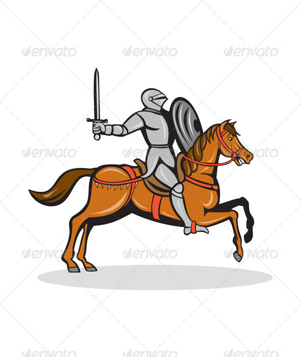 Knight Riding Horse Cartoon by patrimonio | GraphicRiver