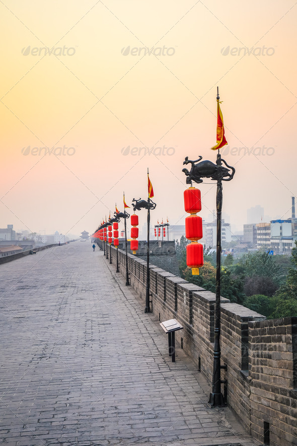 xian city wall in sunset Stock Photo by chuyu2014 | PhotoDune