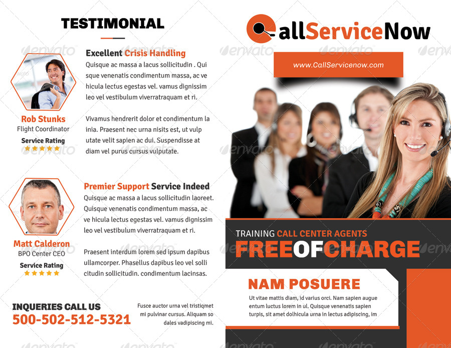 Call Support Now Call Center Solutions Bifold, Print Templates ...