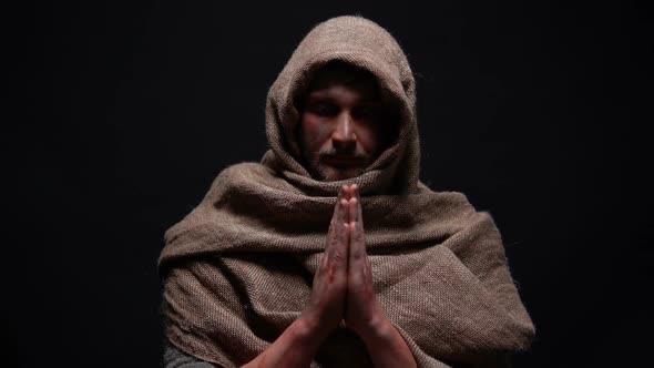 Early Christian Prophet in Robe Praying and Looking Directly, Belief in ...