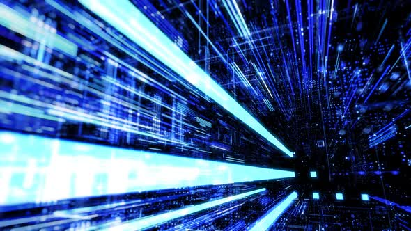 Abstract digital virtual city with technology and connection. 3D render ...