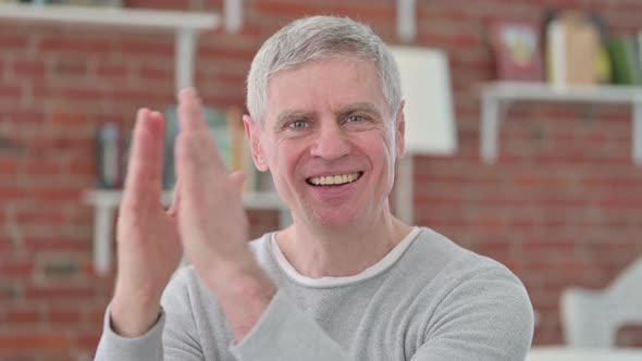 Cheerful Senior Old Man Clapping, Stock Footage | VideoHive