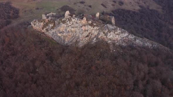 Aerial View of Ruins of a Medieval Castle. Liteni, Fortress ...