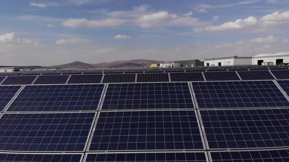 Aerial Shot of a Huge Solar Power Plant in a Big Field. Electricity ...