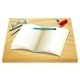 Notebook on Wooden Table, Vectors | GraphicRiver