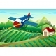 Airplane Above a Farm, Vectors | GraphicRiver