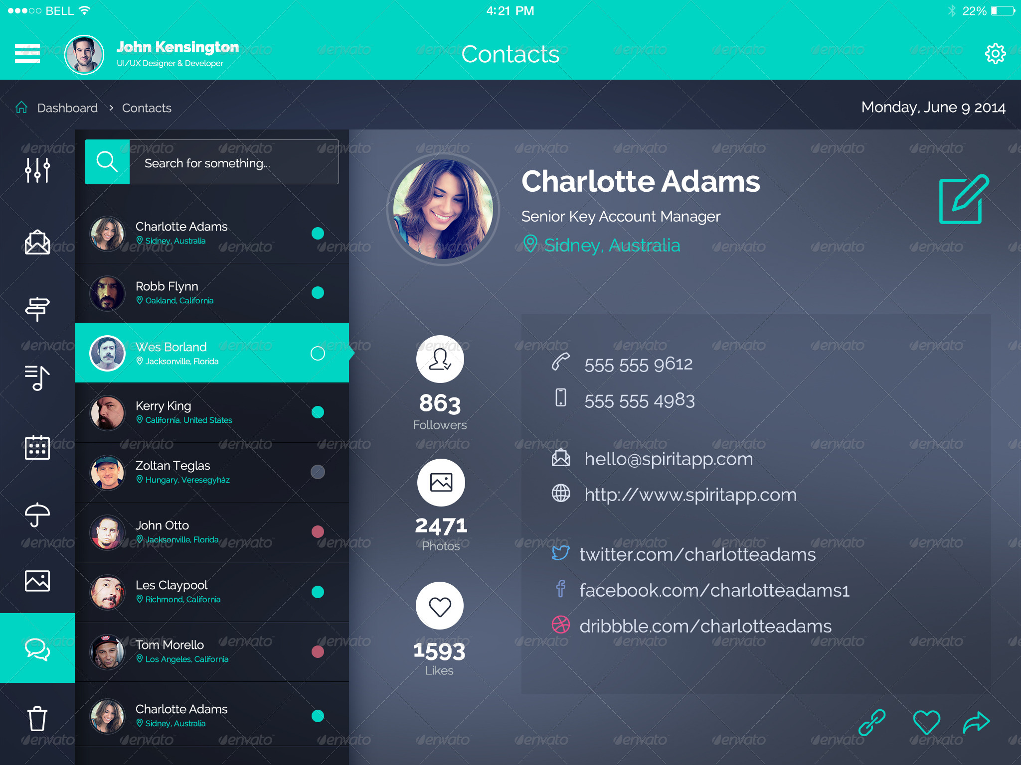 SpiritApp - Flat iPad App UI Kit, Web Elements | GraphicRiver