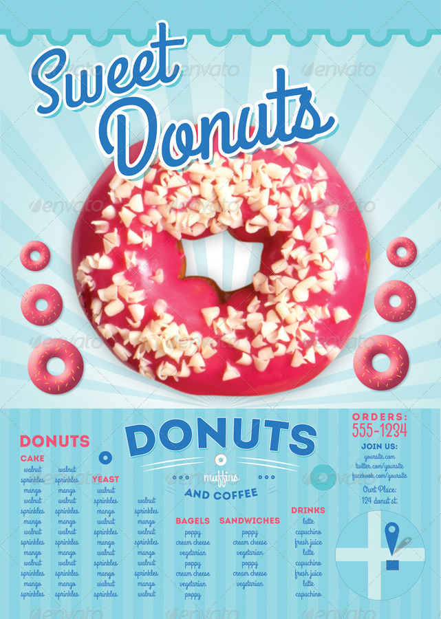 Sweet Donuts Flyer and Menu Template, Print Templates | GraphicRiver