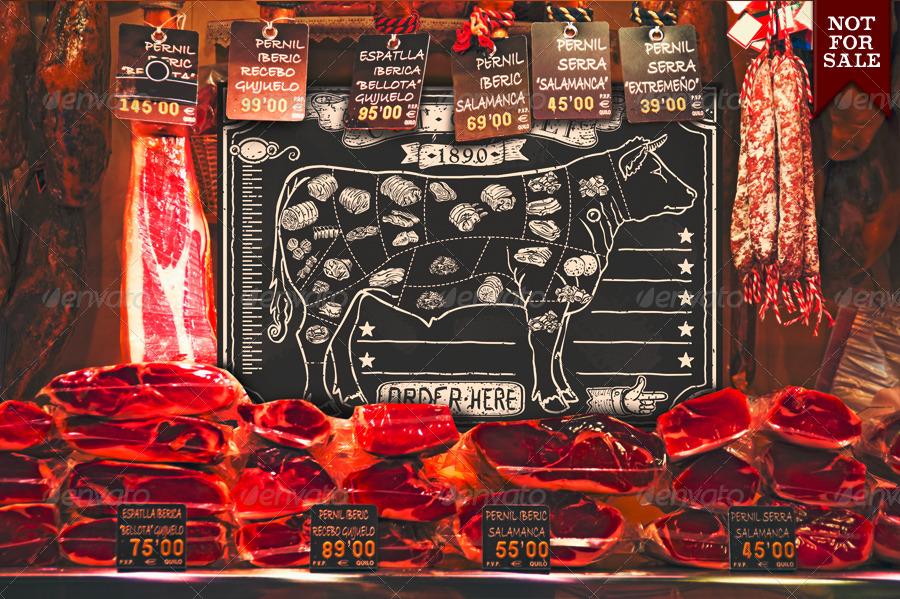 Vintage Graphic Blackboard for Butcher Shop, Vectors | GraphicRiver