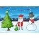 Santa Claus Snowman and Xmas Tree, Vectors | GraphicRiver