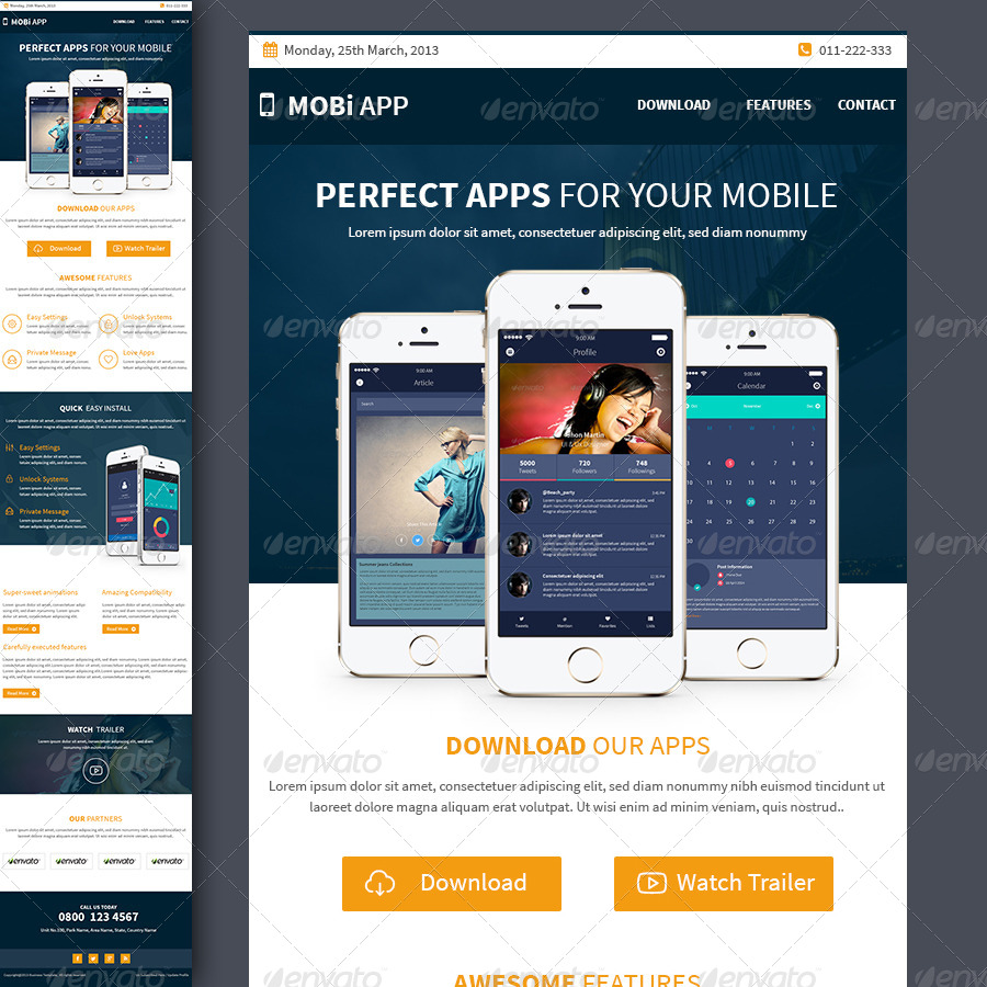Mobile Apps Multipurpose E-newsletter Template, Web Elements | GraphicRiver