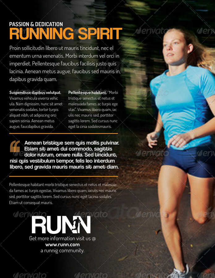 Runn Marathon Running Club Fitness Flyers, Print Templates | GraphicRiver