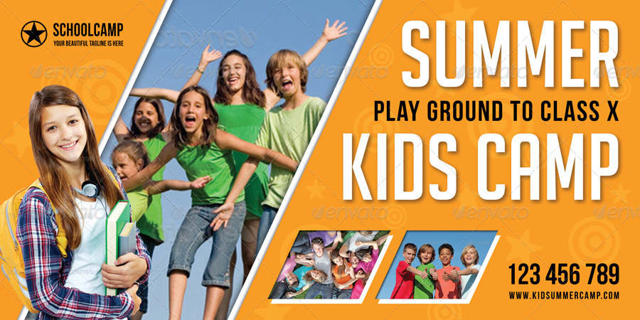 Kids Summer Camp Outdoor Banner, Print Templates | GraphicRiver