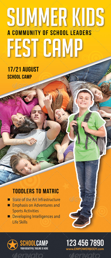 Kids Summer Camp Banner Template, Print Templates | GraphicRiver