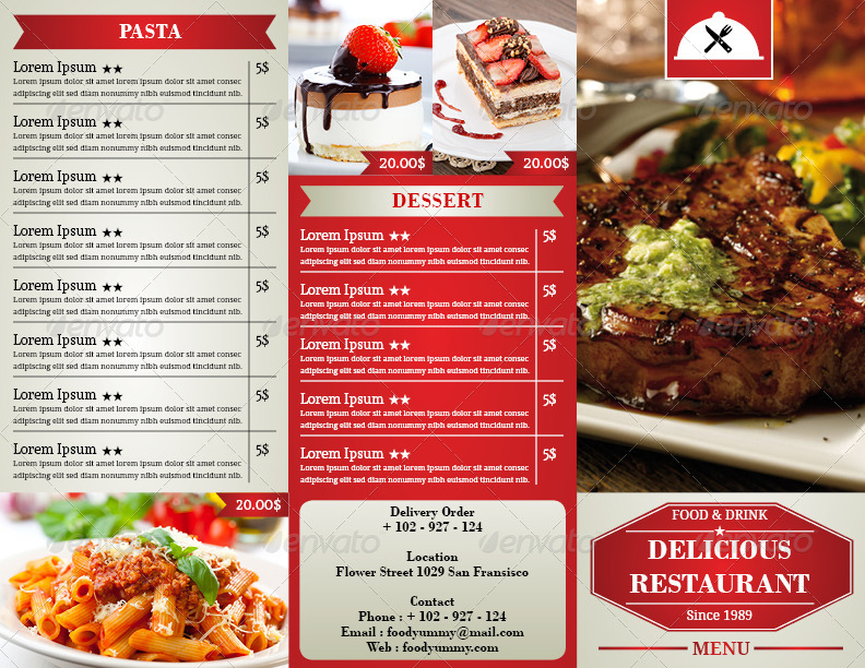 TriFold Restaurant Menu Template Vol 2, Print Templates | GraphicRiver