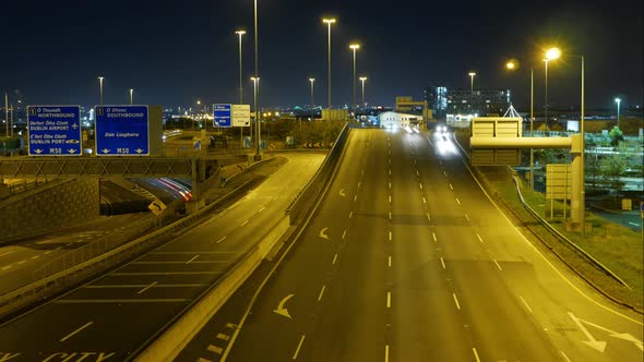 Vehicles Travelling At The N7 Motorway Town Exit In Dublin, Ireland At ...