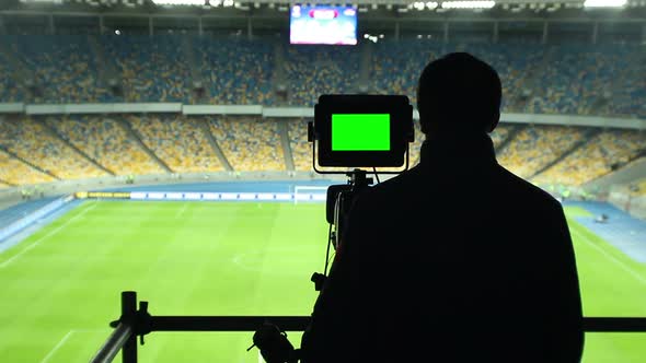 Broadcasting Football Match TV Camera, Green Screen, Coverage, Stock ...