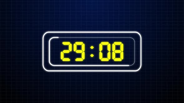 1 Minutes Countdown, 60 Sec One Min Countdown Digital Clock Timer ...