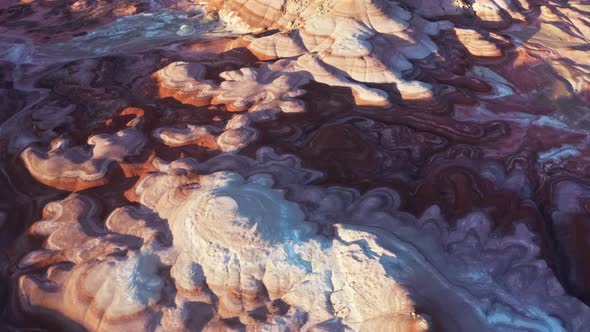 Incredible Aerial Colorful Sandstone Desert Peaks Highlighted Golden ...
