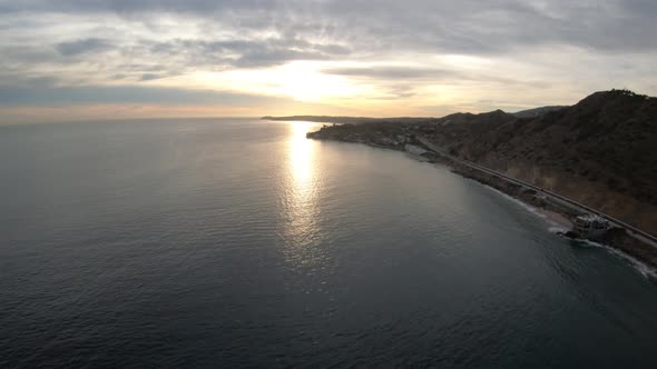 Latigo Canyon Beach Malibu Cove Aerial View California Coast Sunset ...
