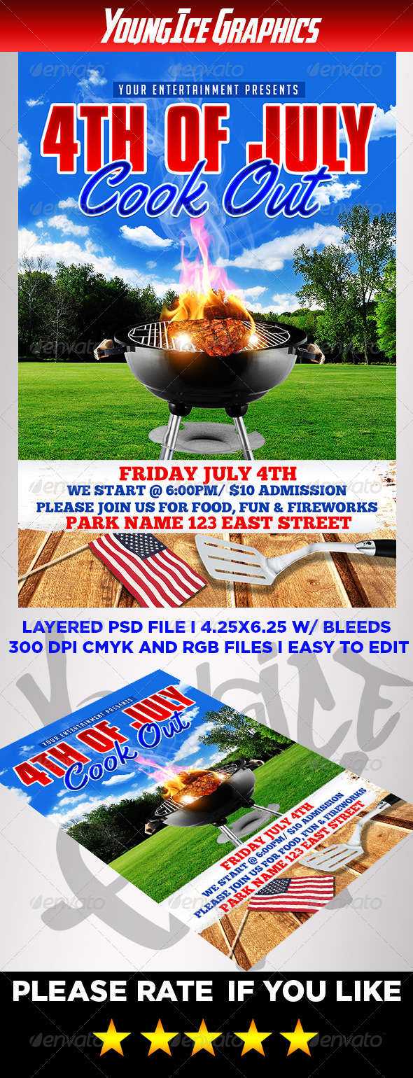 4th of July Cook Out Flyer by YOUNGICEGFX | GraphicRiver