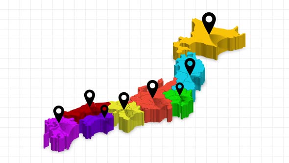 Japan Map Pin Point Location Animation, Motion Graphics | VideoHive