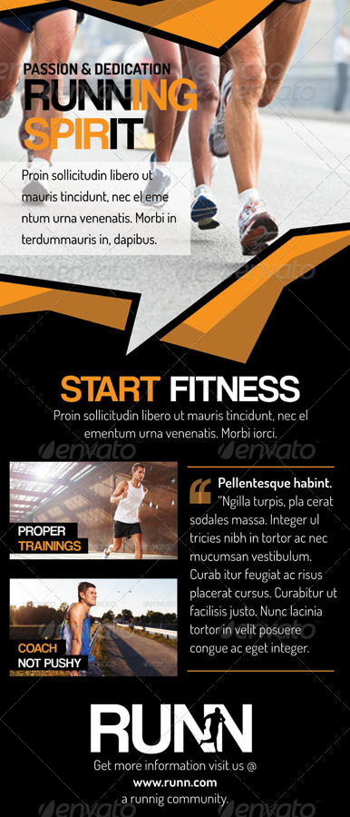 Runn Marathon Running Club Fitness Rollup Banners, Print Templates