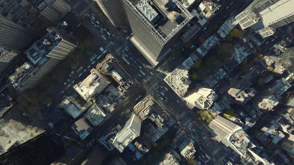 Aerial Birds Eye Overhead Top Down Panning Footage of Tall Buildings ...