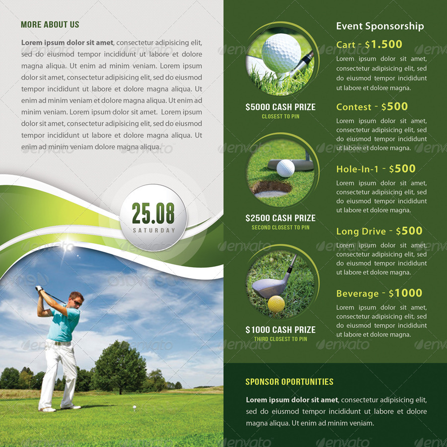 Golf Cup Event Bifold Brochure 01, Print Templates | GraphicRiver