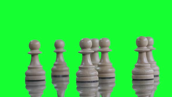 White Chess Pawns over Green Screen. , Stock Footage | VideoHive