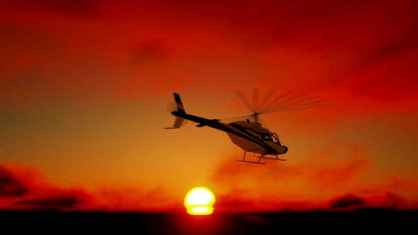 Helicopter Sunset Landscape , Motion Graphics | VideoHive