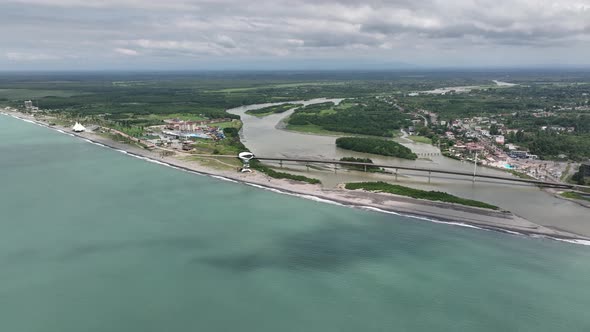 Anaklia, Georgia - July 16 2022: Aerial view of Anaklia-Ganmuhkuri ...