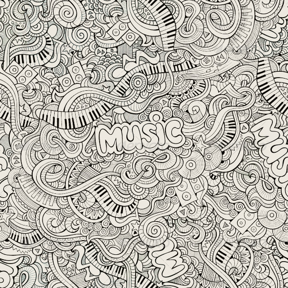 2 Doodles Music Seamless Pattern, Vectors | GraphicRiver