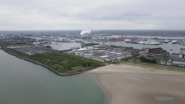 Poolbeg Stacks power generation station Dublin port outskirts, Stock ...