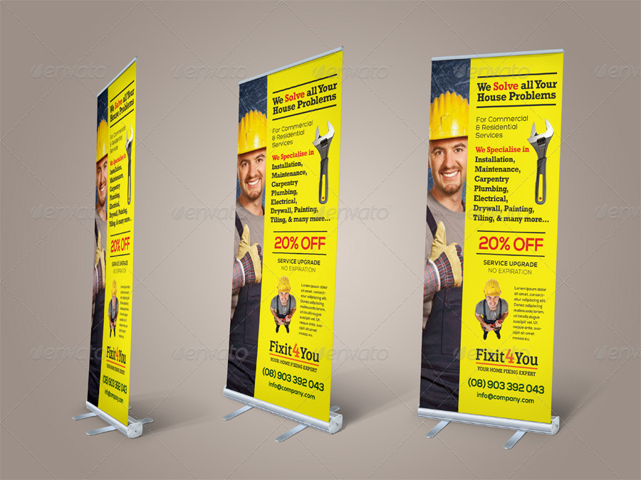 Handyman Services Roll-up Banners, Print Templates | GraphicRiver