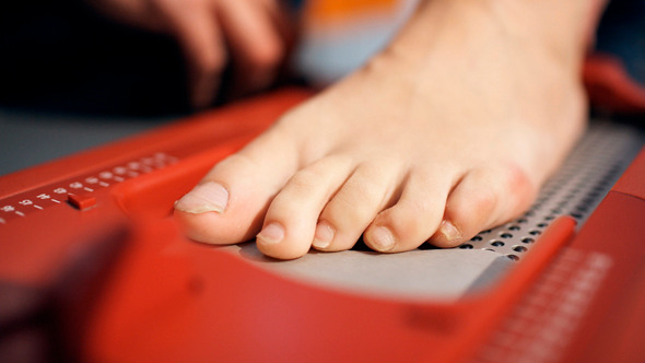 Precise Footstep Measuring With Aid Of Orthopedic , Stock Footage ...