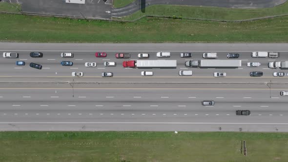 Static aerial overhead of traffic on I-24 in Chattanooga, TN., Stock ...