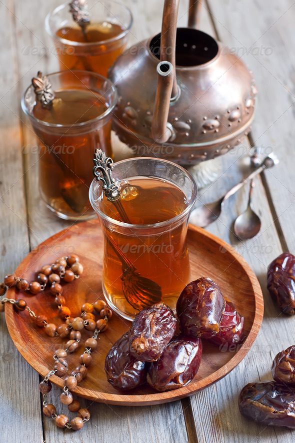 Arabic tea and dates Stock Photo by karaidel | PhotoDune
