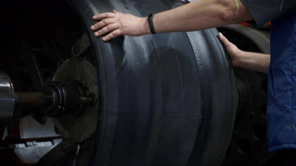 Tyre Manufacturing Workshop Employee Checking Production Automat ...