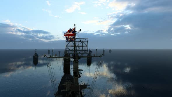 British Warship Facing Enemy Warships, Motion Graphics | VideoHive