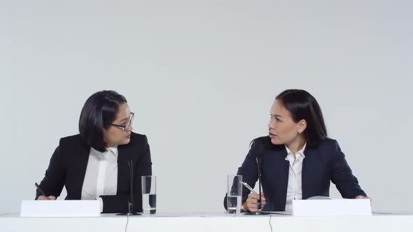 Female Politicians Talking during Conference Meeting, Stock Footage