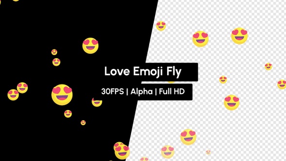 Love React Emoji Fly Animation with Alpha, Motion Graphics | VideoHive