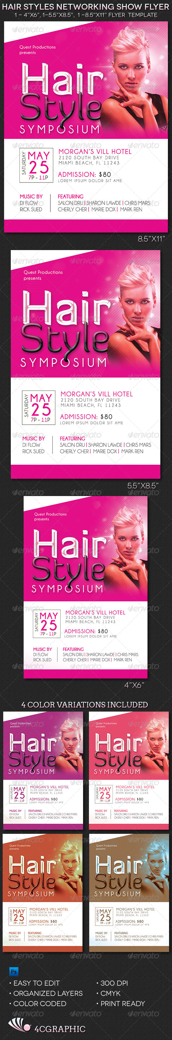 Hair Styles Networking Show Flyer Template by 4cgraphic | GraphicRiver
