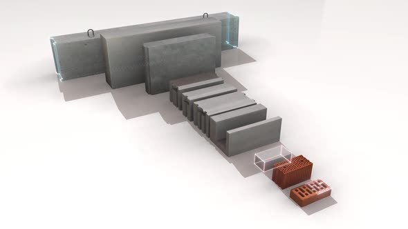 Concrete Production Set Of Construction Blocks Hd, Motion Graphics